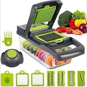 Vegetable Multifunctional 15 in 1 Chopper with Container, Food Cutter, Vegetable Slicer, Dicer Cutter,Veggie Chopper,8 blades,egg yolk seperator,veggie choppers and dicers
