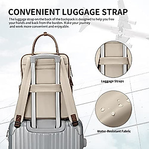 GOLF SUPAGS Laptop Backpack for Women College Work Travel Backpack Purse Casual Daypacks Fits 14 Inch Notebook (Apricot)