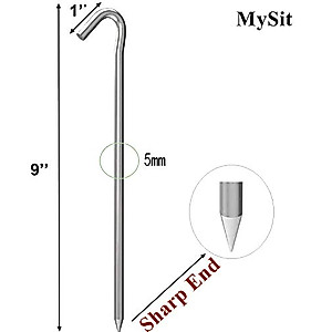 MySit 9" Tent Stakes Inflatable Stake 60 Pack, Heavy Duty Galvanized Metal Tent Pegs Garden Staples Ground Pins Camping Fence Hooks for Inflatables, Outdoor Garden Christmas Decorations, Trap