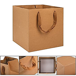 Yesland 30 Pack Kraft Bags with Ribbon Handles, 3 Sizes Paper Gift Wrap and Shopping Bags, Reusable Square Large Retail Business Packaging Bags for Goodie, Party, Wedding, Present(10'', 8'', 6'')