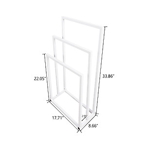 3-Tier White Metal Towel Rack 3 Bars Freestanding Towel Holder Drying Shelf Stand Towel Bar Storage Ladder Bathroom Accessories Organizer Bath Storage, Hand Towel, Washcloth, Kitchen Cloth, White