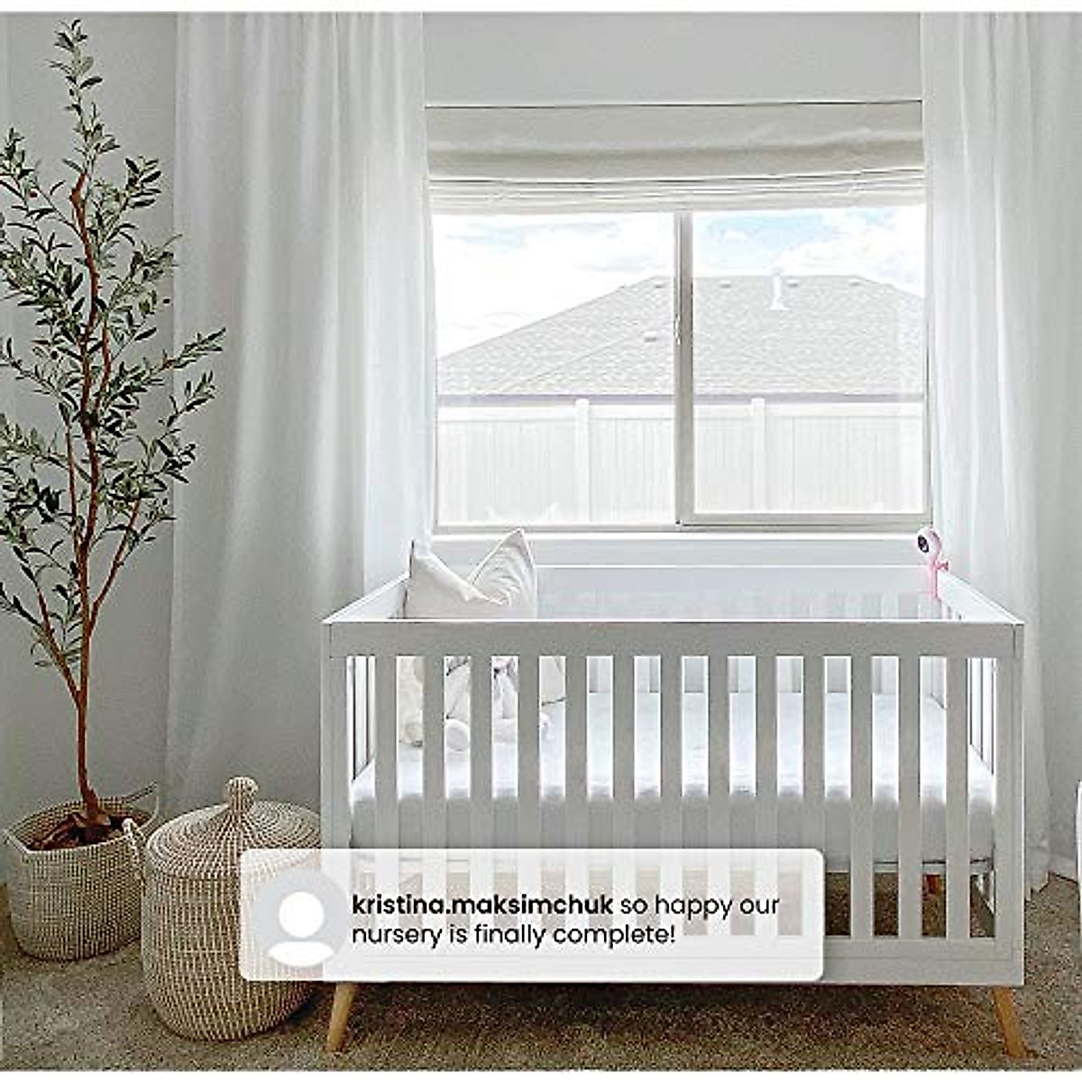 Delta Children Essex 4-in-1 Convertible Baby Crib, Grey with Natural Legs
