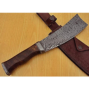 CP-35 Custom Handmade Damascus Steel 12.00 Inches Cleaver style Knife - Beautiful Handle
