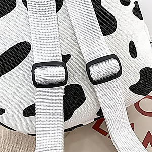AIZHIYI Cow Print Backpack Women Canvas Schoolbag Teenage Girl Mini Bagpack (White)
