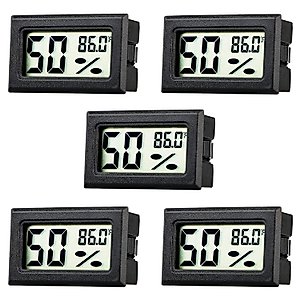 Rojuna Mini Thermometer Hygrometer, Small Digital Electronic Temperature Humidity Meters Gauge Indoor LCD Display Fahrenheit for Humidors, Greenhouse, Garden, Cellar, Fridge, Mason Jar (5)
