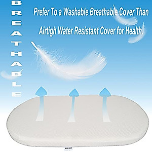Mecc ecoh Baby Bassinet Mattress with 100% Breathable Cover, Waterproof Linning Rattan Oval Bassinet Pad, Hypoallergenic, Non-Toxic, Safer, Hypoallergenic, for Moses Basket, 15" x 30" x 2"
