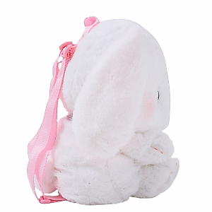 Plush Stuffed Animal Backpack Bunny Backpack with Adjustable Gift for Women Girl (White)