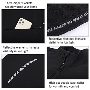 BALEAF Women's Cycling Jacket Windproof Thermal Winter Running Cold Weather Gear Waterproof Softshell Warm Black Size L