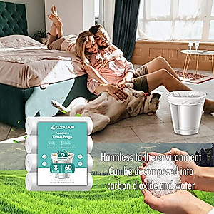 60 Counts Aklyaiap 8 Gallon Trash Bags,Biodegradable Medium Garbage Bags,Budget-Friendly Replacement for Simple Human H/J/G Trash Bag,White 30 Liter Wastebasket Bin Liners For Kitchen,Bathroom&Office