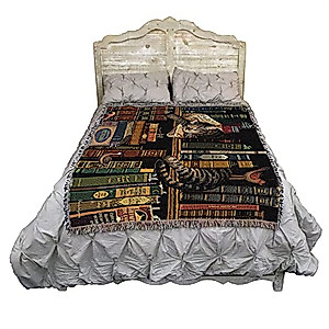 Pure Country Weavers Max in The Stacks Blanket by Charles Wysocki - Gift for Cat Lovers - Tapestry Throw Woven from Cotton - Made in The USA (72x54)
