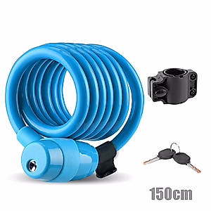 AZPINGPAN 150cm Self-Rolling Bicycle Lock丨Built-in Dust Cover Copper Lock Core Anti-Theft Steel Cable Chain Lock丨Outdoor Portable Mountain Road Motorcycle Fixing Accessories