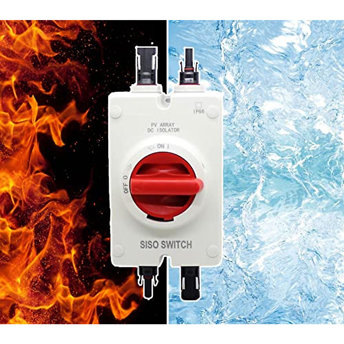 Solar 32A PV DC Switch Disconnector with Waterproof IP66 Isolator for Off/On-Grid Solar Power System RV, Boat, Residential, Commercial Solar Installations