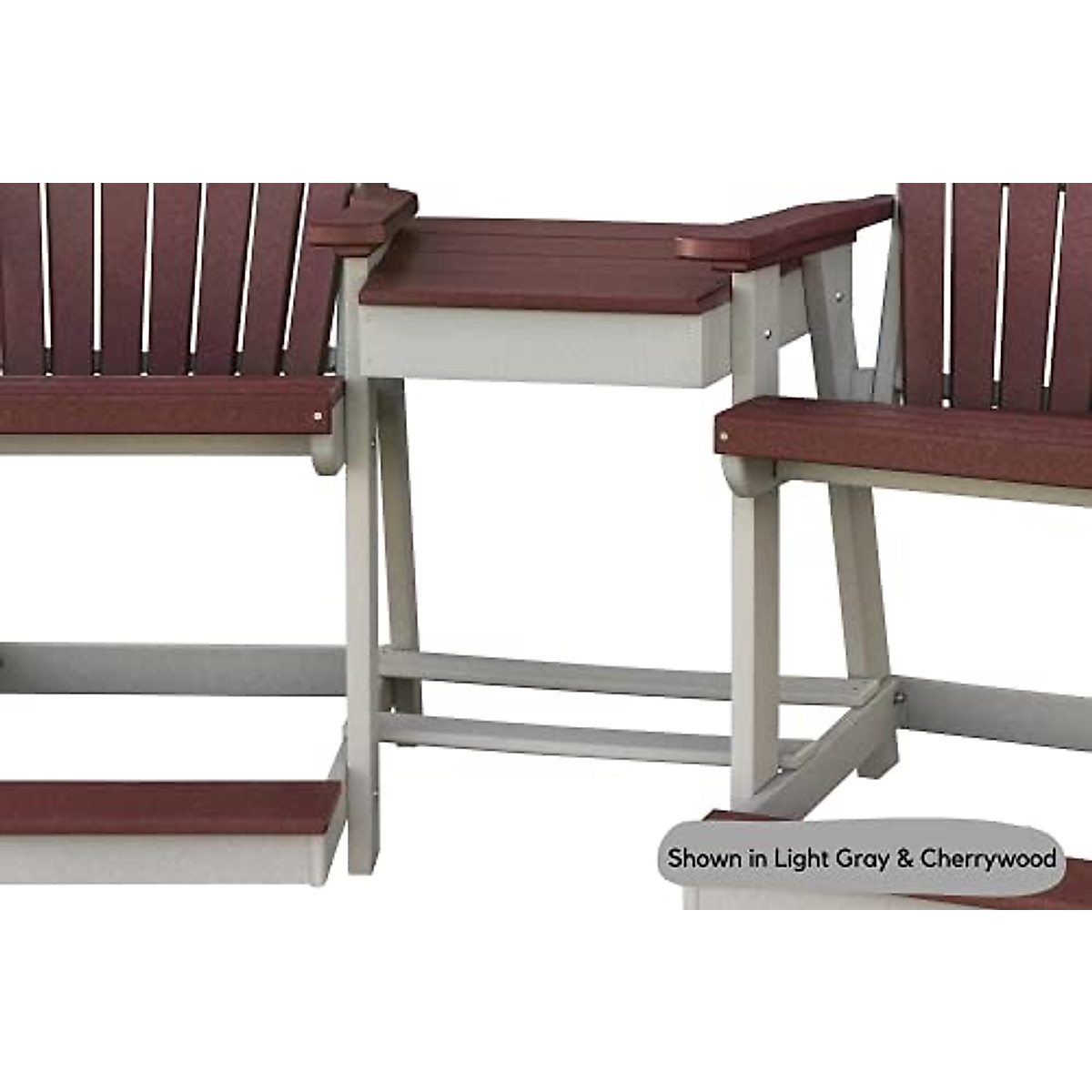 DutchCrafters Plastic Poly Outdoor Bistro Set with 2 Chairs and Attached Center Table, 3 Piece Patio Furniture Set - Amish Made in USA (Tudor Brown & Weatherwood)