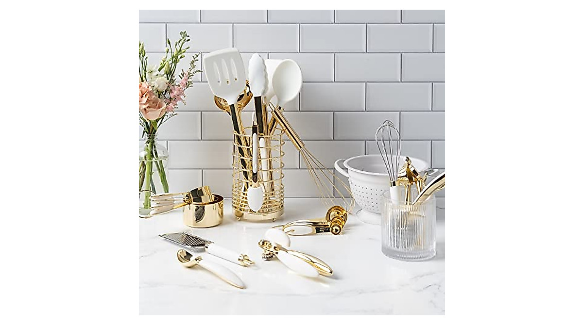 Gold Cooking Utensils Set - 23 Piece Luxe Kitchen Accessory