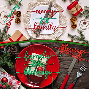 Maitys 18 Pieces Merry Christmas Wooden Cutout Red Xmas Sign Letter Plate Ornaments Rustic Merry Sign Wooden Cutout Believe Joyful Merry Peace Noel Jolly Plates Ornament for Home Christmas