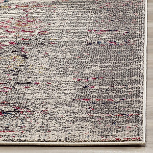 SAFAVIEH Monaco Collection Runner Rug - 2'2" x 8', Grey & Ivory, Modern Boho Abstract Distressed Design, Non-Shedding & Easy Care, Ideal for High Traffic Areas in Living Room, Bedroom (MNC209T)