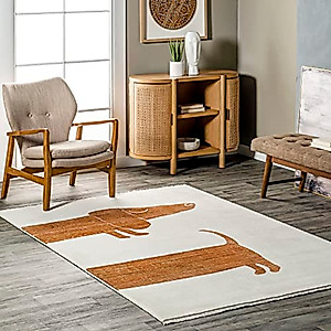 nuLOOM Cailyn Modern Dachshund Kids Area Rug, 7x10, Beige