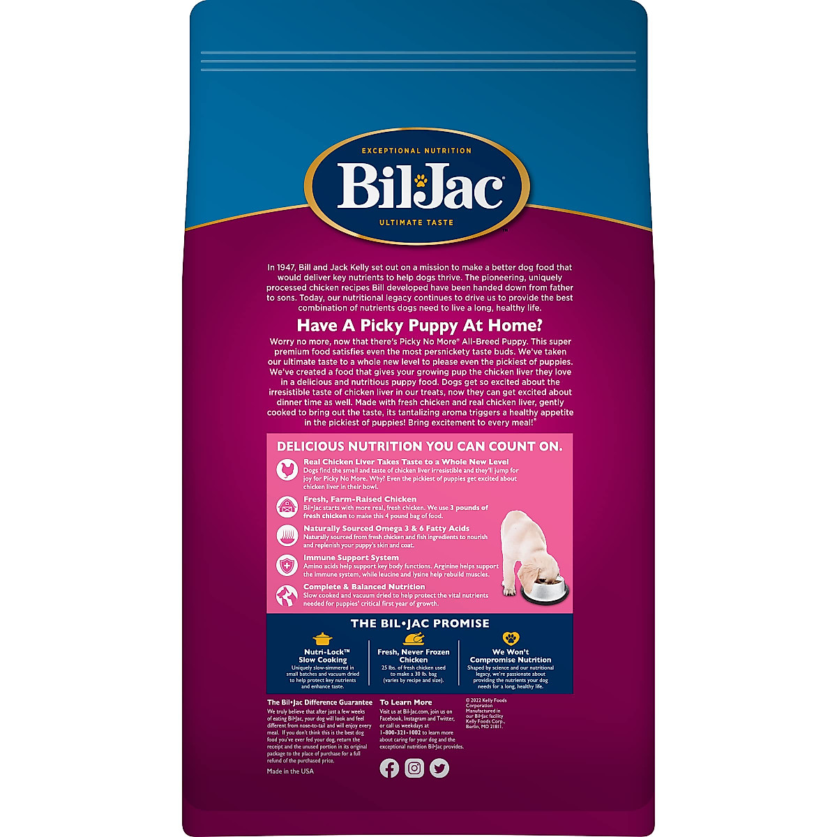 Bil-Jac Picky No More All-Breed Puppy Chicken Liver Recipe Dry Dog Food 4 Pounds (2-Pack)