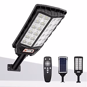 TEXTHELL 60W LED Solar Street Light Motion Sensor 9000LM, Dusk to Dawn Solar Flood Lights Outdoor, IP65 Waterproof Solar Security Lights, Solar Lights for Outside Garden Yard Path