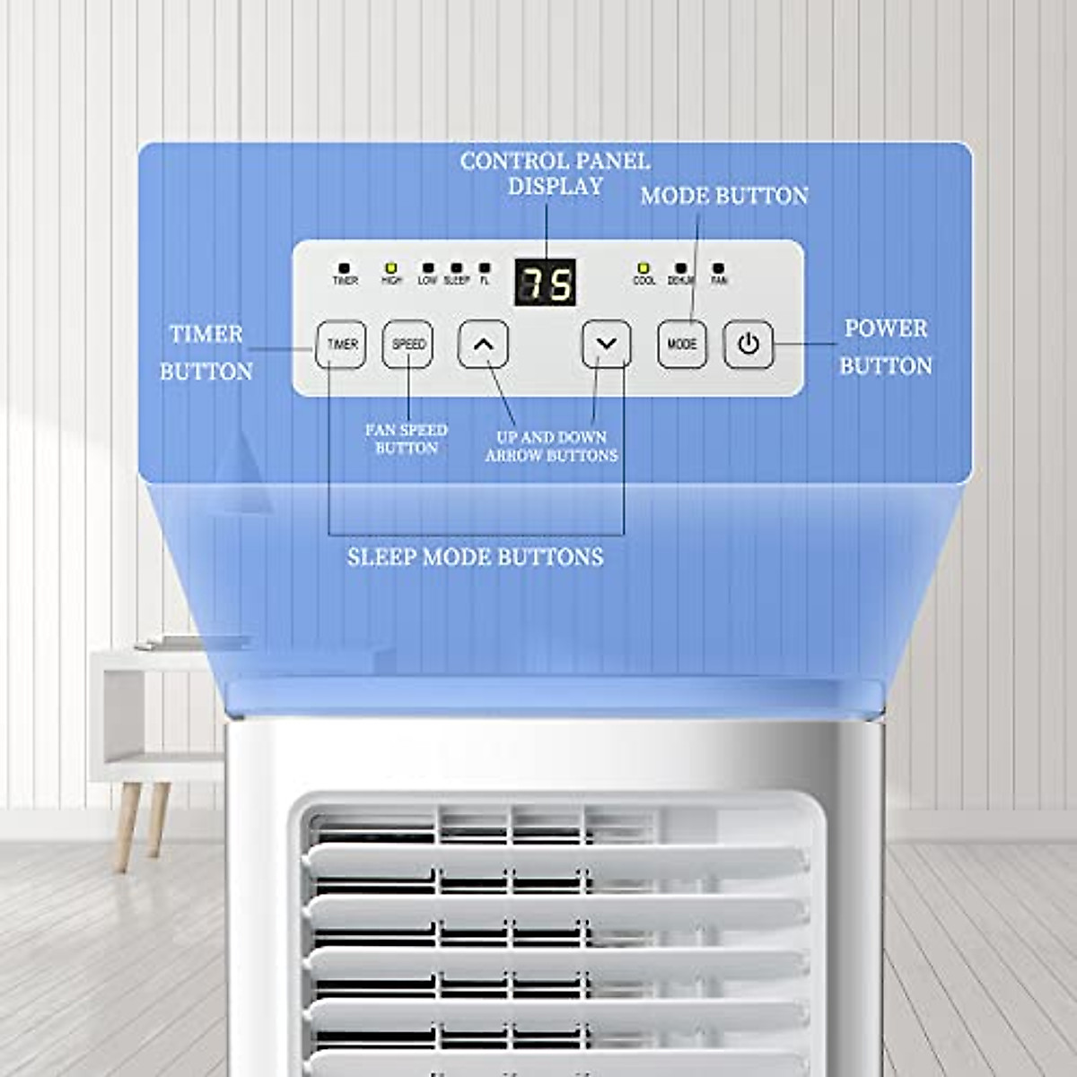 Antarctic Star Portable Air Conditioner 8500 BTU (ASHRAE), Remote Control, Fan Mode, Cools 250sq. ft, 24 Hour Timer, Quiet Operation,Window Fan, 2 Fan Speed for Bedroom Office Home Dorm