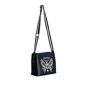 Lost Queen Women's Gothic Skeleton Butterfly Shoulder Bag Ouija Spirit Board Clutch Purse