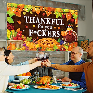 Friendsgiving Party Decorations, Thankful for You Banner for Happy Thanksgiving Party Decor, Friends Giving Party Wall Backdrop, Friendsgiving Sign Office Decorations Indoor
