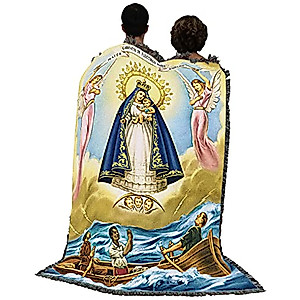 Pure Country Weavers Our Lady of Charity - Nuestra Senora de la Caridad del Cobre - Patroness of Cuba - Catholic Religious Gift Tapestry Throw Woven from Cotton - Made in The USA (72x54)