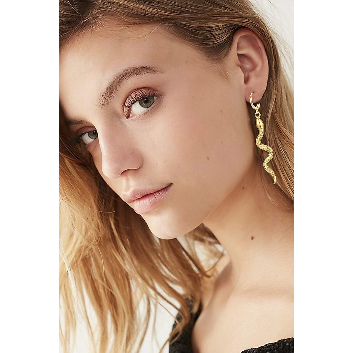 ZITULRY 9 Pairs Snake Earrings Charm Huggie Hoop Earrings Set Punk Rhinestone Serpent Drop Dangle Stud Earrings Minimalist Crystal Long Snake Earrings for Women Girls Jewelry Gift,Gold