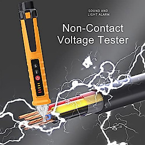 Non-Contact Voltage Tester, Dual Range AC Voltage Tester 12V/48V-1000V with Flashlight & Buzzer Alarm, Electrical Tester for Live/Null Wire Judgment & Breakpoint Finder