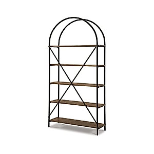 Signature Design by Ashley Galtbury Mixed Media Modern 5 Shelf Bookcase, Brown & Black