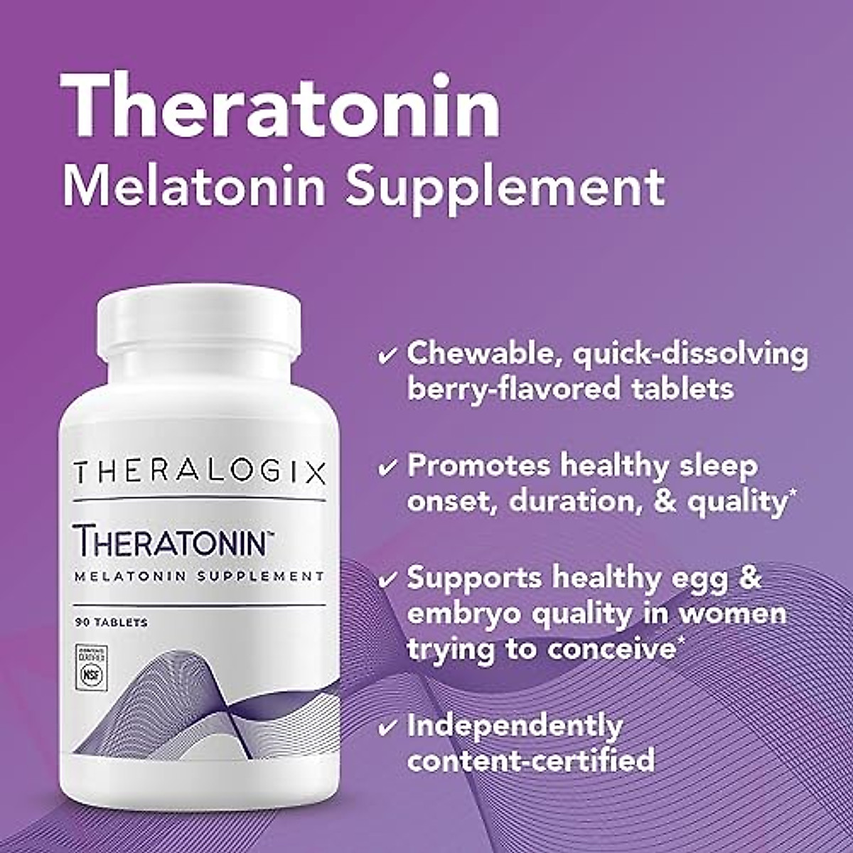 Theralogix Theratonin Melatonin Supplement - 90-Day Supply - Sleep Support Supplement - Melatonin to Aid a Good Night's Sleep - Supplement for Women to Support Fertility - NSF Certified - 90 Tablets