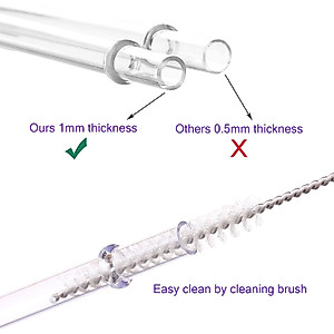 DAKOUFISH 11" Long Clear Reusable Tritan Plastic Replacement Drinking Straws for 24 oz & 32 oz Mason Jar,Tumblers, Set of 6 with Cleaning Brush