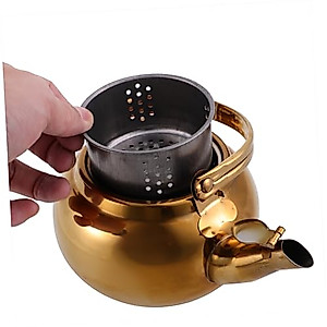UTHCLO 1pc Stainless Steel Exquisite Pot Coffee Espresso Stove Tea Pots Coffee Pot Retro Espresso Machine Tea Warmer Retro Coffee Machine Heat Water Kettle Water Boiling Container Golden