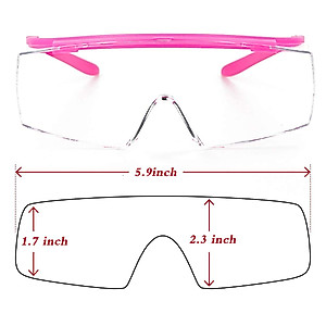 BHTOP Safety Glasses Protective Eye Wear L010 Clear Lens Anti-Fog Goggles Over-Spec Glasses in Pink