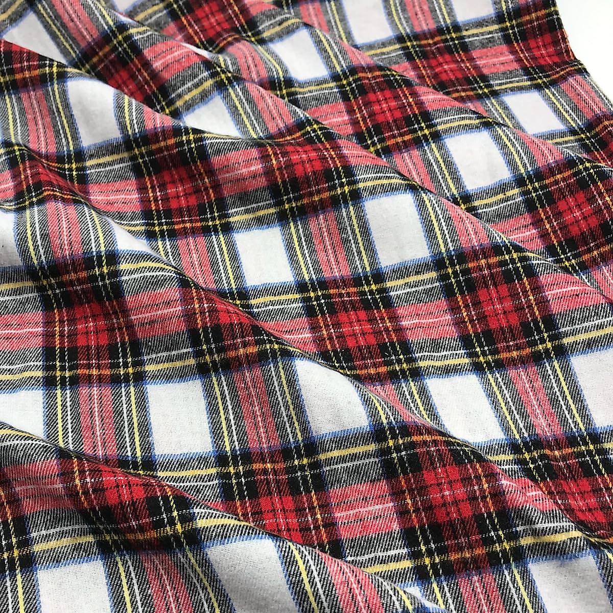 Red Tartan Plaid Fabric Cotton Width 57 Inches Yarn Dyed and Brushed for Festive Christmas Decorations and DIY Crafts and Dress (Red-White, Cut by The Yard)