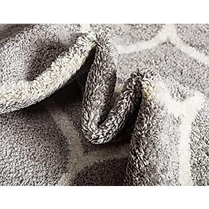 Unique Loom Trellis Frieze Collection Area Rug - Rounded (7' Round, Light Gray/ Ivory)