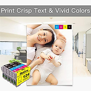 BeOne Remanufactured Ink Cartridge Replacement for Epson T124 124 to use with Stylus NX125 NX127 NX130 NX230 NX330 NX420 NX430 Workforce 320 323 325 435 Printer (2BK 1C 1M 1Y)
