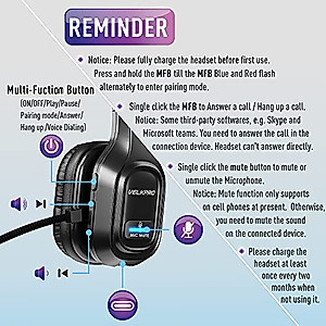VELKPRO Wireless Headset with Microphone - Noise Canceling Headphones with Mic - On-Ear Earphones with USB Dongle for Office Work, Video Calling, Call Center - 32H Talk Time, Clear Audio Transmission