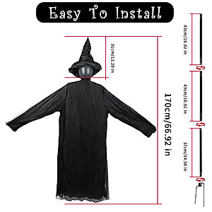 Set of 3 Halloween Witch Decoration, Light Up 6 FT Holding Hands Screaming Witches Sound-Activated Sensor, Scary Witch with Stakes for Garden Yard Haunted House Porch