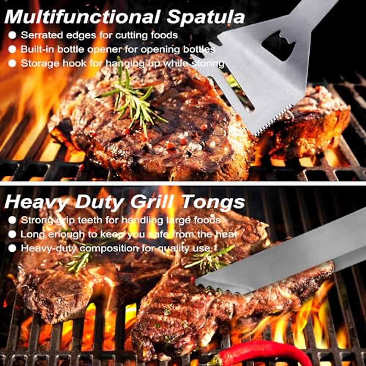POLIGO 24PCS BBQ Tools Set Grill Accessories for Outdoor Grill Utensils Stainless Steel Grilling Tools Set for Fathers Day Birthday Present, Barbecue Accessories Kit Ideal Grilling Gifts for Men Women