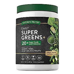 Nature's Truth Super Greens Powder Supplement | Fruit & Vegetables Superfood Blend | Vegan, Non-GMO & Gluten Free Juice & Smoothie Mix | 9.88 oz