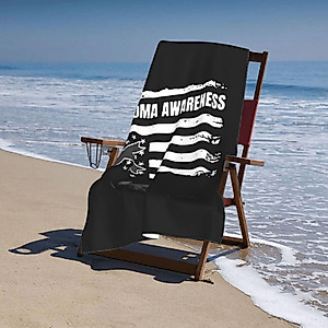 ADOSIA US Flag Black Ribbon Skin Cancer Melanoma Awareness Beach Towel 32x52in Oversized Soft Absorbent Beach Towel