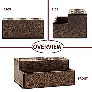 Wooden Hair Dryer Holder - Rustic Hair Tools Organizer with 3 Circular Holes and 1 Compartment, Wooden Hair Accessories Organizer for Bathroom Vanity Countertop Storage Hair Dryer, Accessories