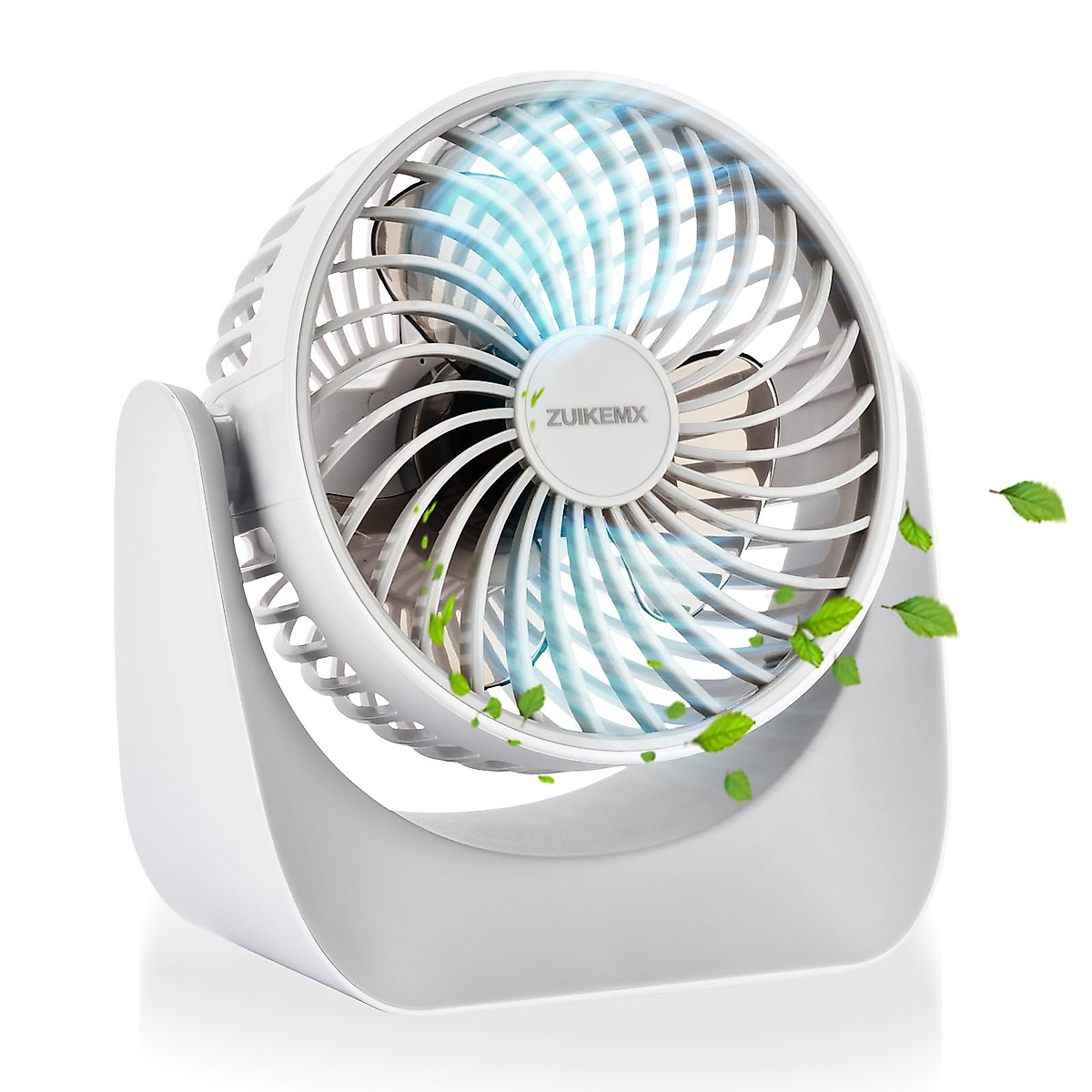 Desk Fan with Strong Airflow, 6.8 Inch Quiet Small Portable Table Fan, Brushless motor, 3 Speed Settings, 360° Adjustable Tilt Head, Rechargeable, Battery Powered Fan for Home or Office, Travel