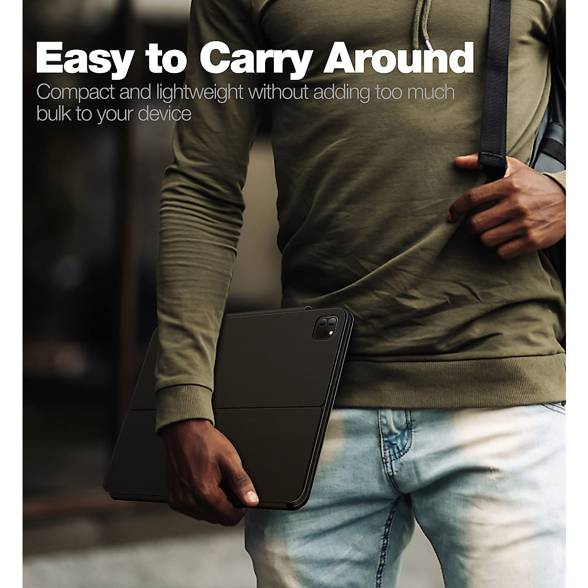 Dracool for iPad Pro 12.9-inch (6th/5th/4th Gen) Case with Keyboard Smart Keyboard Folio Magnetic Ultra Slim Portable Two Viewing Angles Backlit Wirelessly Bluetooth Keyboard with Pencil Holder, Black