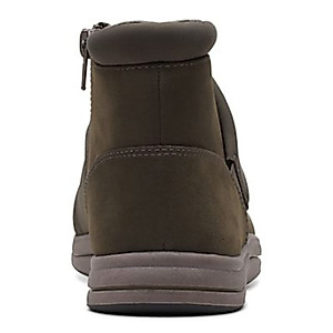 Clarks Women's Breeze Dusk Ankle Boot, Dark Olive Textile, 8