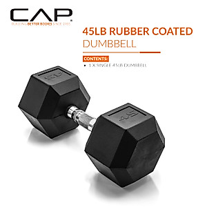 CAP Barbell 45 LB Coated Hex Dumbbell Weight, New Edition