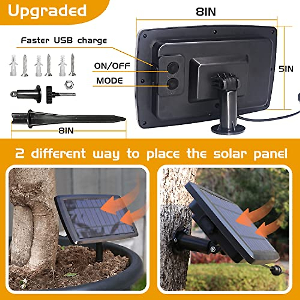 FMIX Outdoor Solar String Lights Outdoor Waterproof, 48FT S14 10hrs Solar Outdoor String Lights Solar Powered String Lights Outdoor,5V Solar Patio String Lights, Solar led String Lights