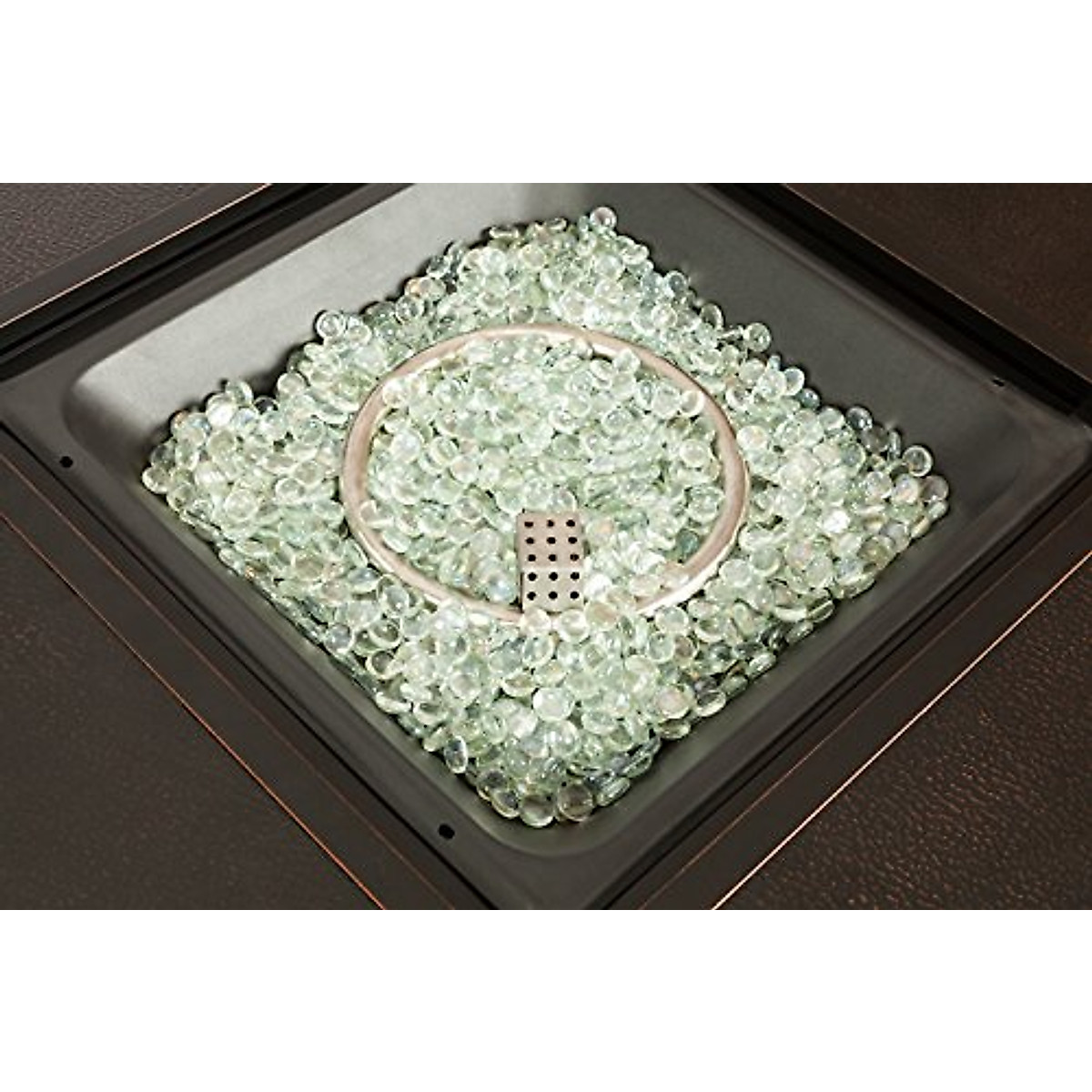 Fire Sense 62572 Armstrong Aluminum Convertible Gas Fire Pit Table 55,000 BTU Outdoor Multi-Functional Fire Pit with Fire Bowl Lid, Nylon Weather Cover & Clear Fire Glass - Bronze Finish - Square