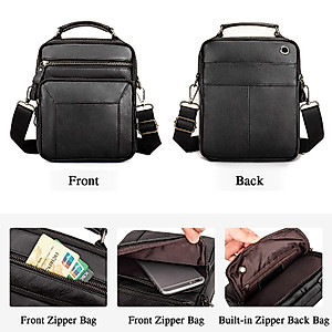 BAIGIO Men's Genuine Leather Crossbody Bag for Men Shoulder Bag Small Messenger Bag Leather Handbag Father's Gift
